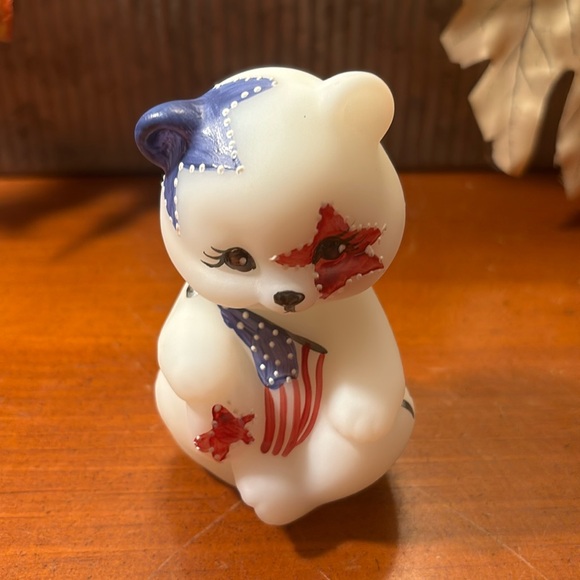 Fenton | Art | Fenton Patriotic Bear Hand Painted By D Barbour | Poshmark